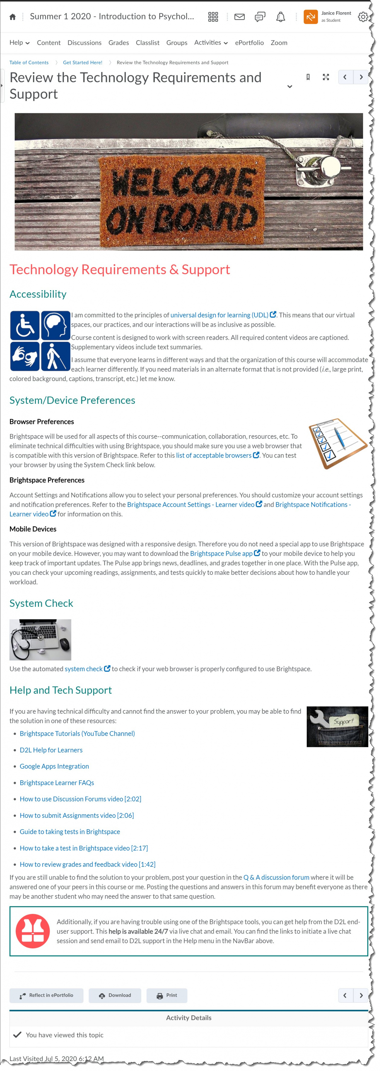 Brightspace Course Technology Examples - CAT Base