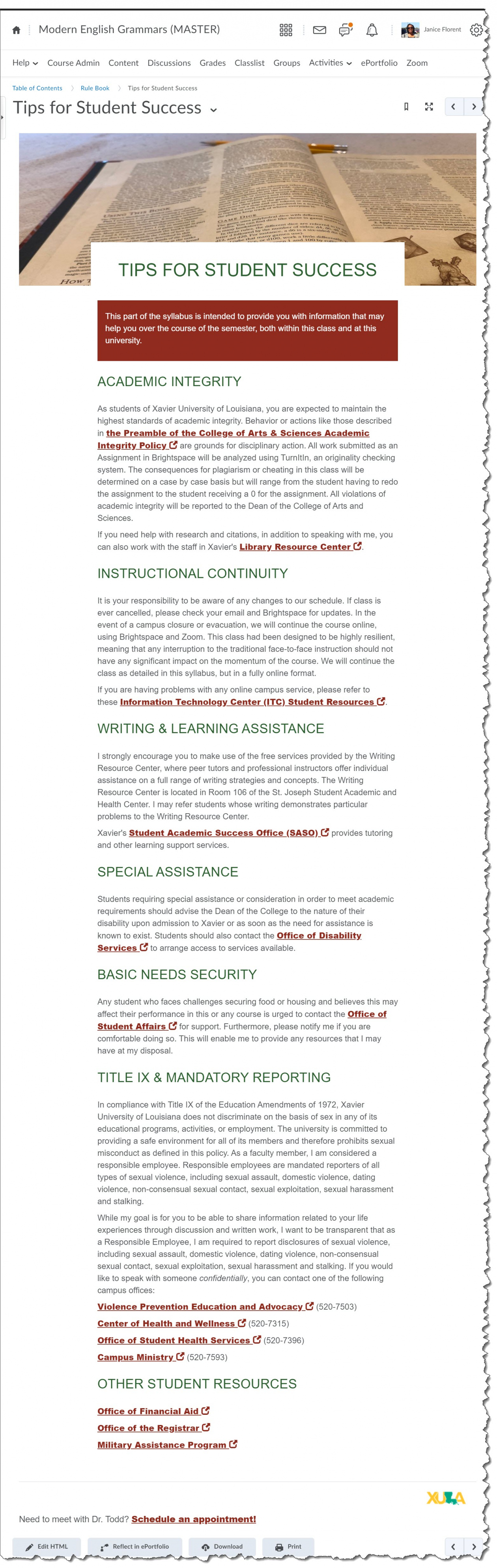 Brightspace Learner Support Examples - CAT Base